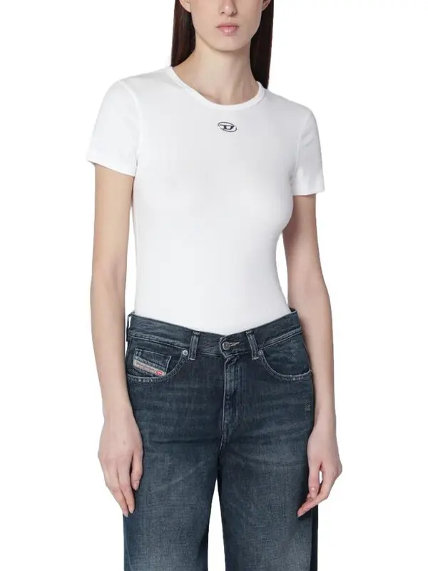 DIESEL T-shirt With Metallic Oval D - White