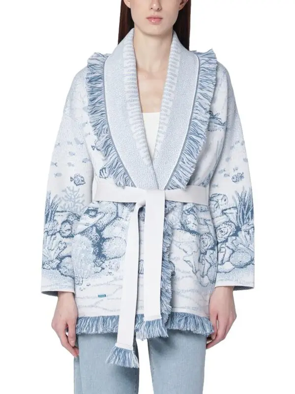 Alanui Deep In The Ocean Jacquard Motif Cardigan - Blue