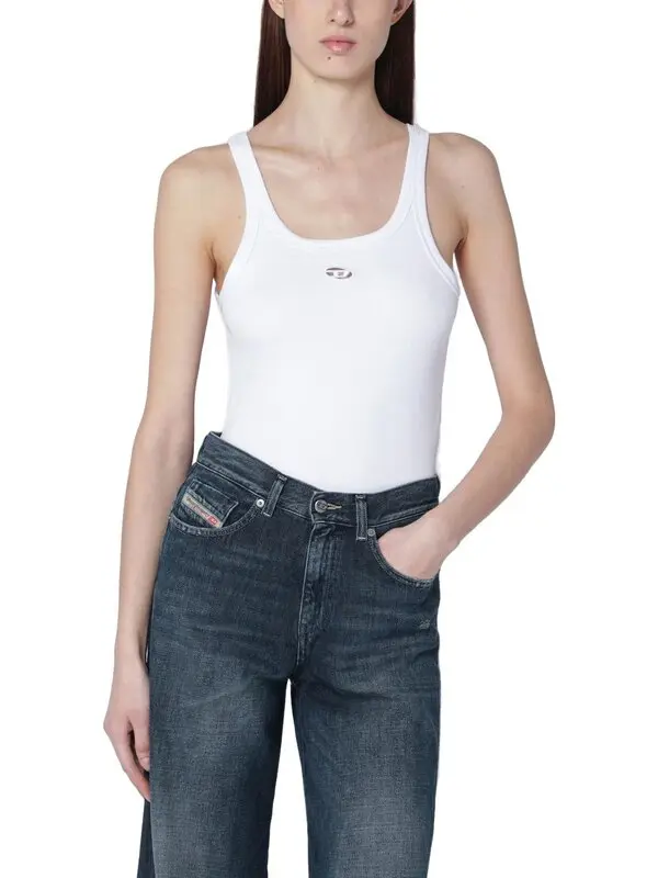 DIESEL® T-wife Tank Top With Laser-cut Oval D - White
