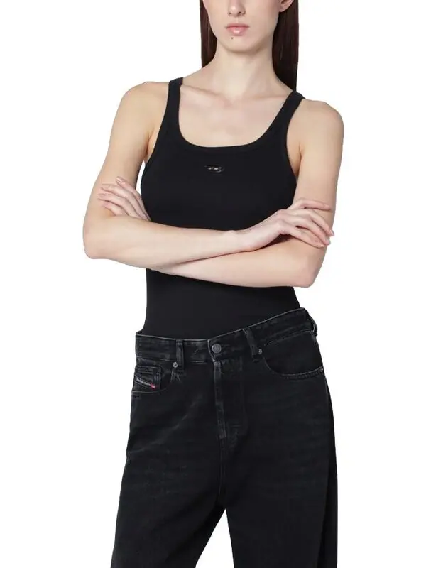 DIESEL T-wife Tank Top With Laser-cut Oval D - Black
