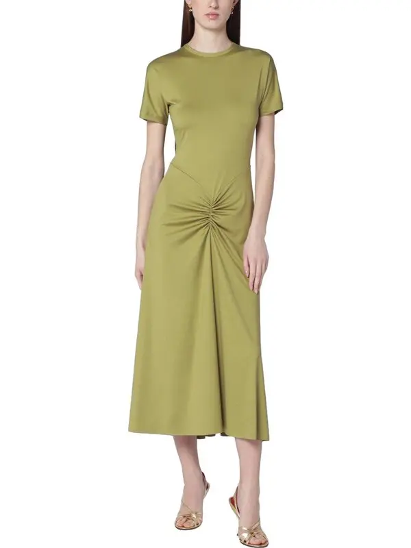 Victoria Beckham Blaire Midi Dress With Gathered Waist - Green
