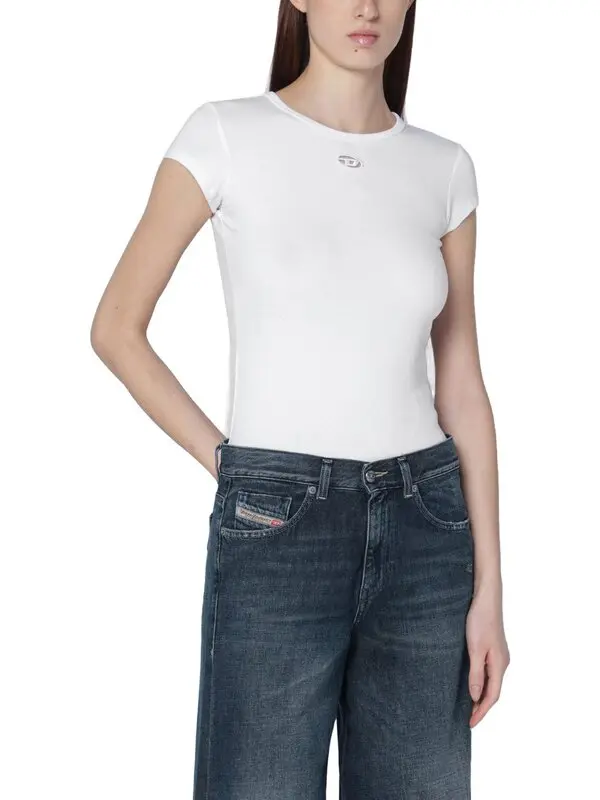 DIESEL® T-angie T-shirt With Laser-cut Oval D - White