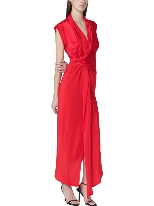 Victoria Beckham Woven Jersey Midi Dress - Red