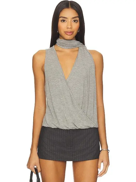 With Jéan Draped Knit Jersey Top - Grey