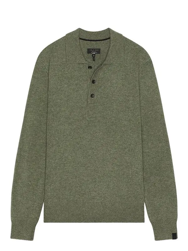 Rag & Bone Declan Rugby Polo In Army - Army Green