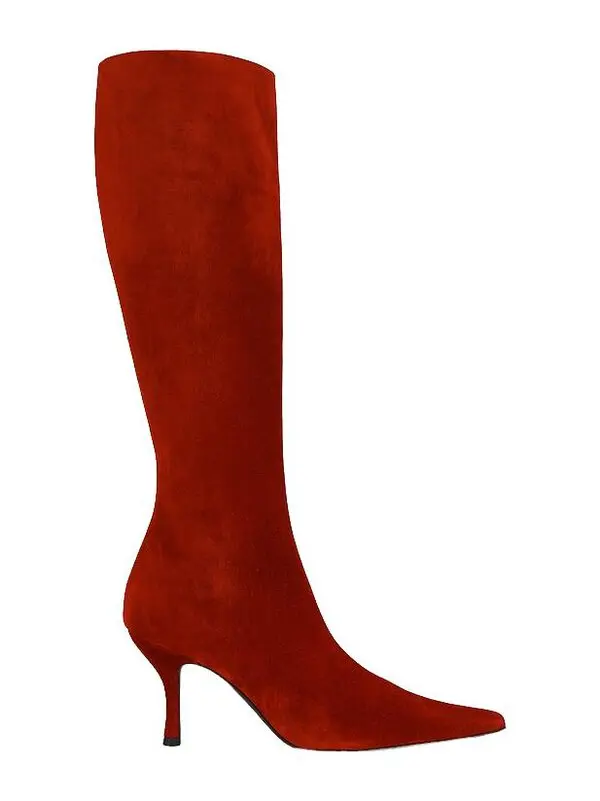 Magda Butrym Calfskin Suede Knee High Boots - Red