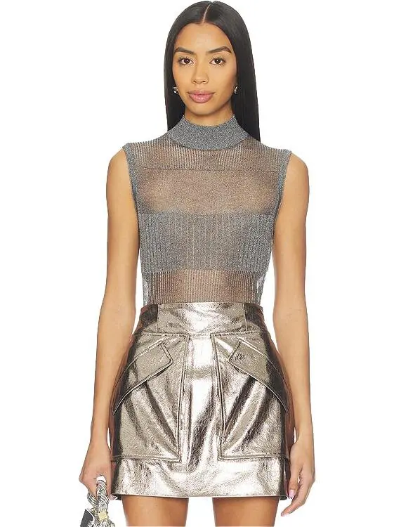 AKNVAS Leonora Ultra Fine Pointelle Knit Top - Grey