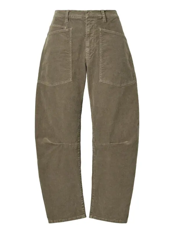 NILI LOTAN Shon Cotton-blend Corduroy Tapered Pants - Green