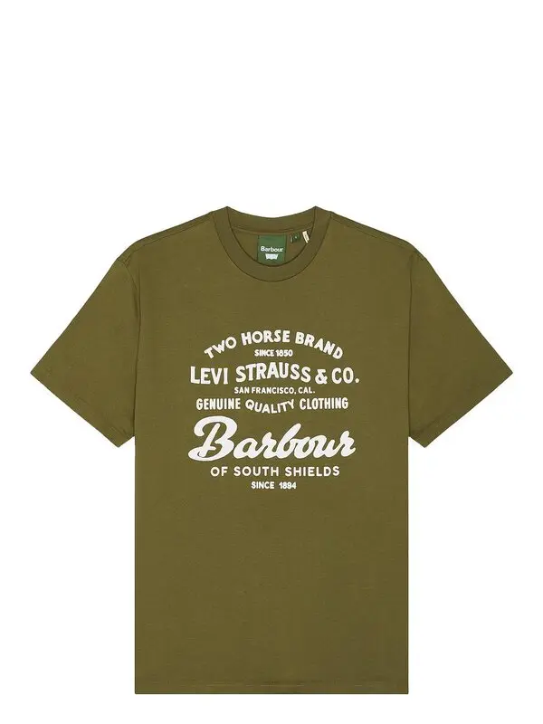 Barbour X Levi's Graphic T-shirt In Olive - Canvas Olive
