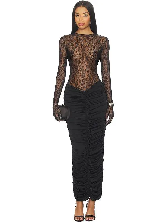 THE NEW ARRIVALS ILKYAZ OZEL Vivienne Lace Maxi Dress - Black