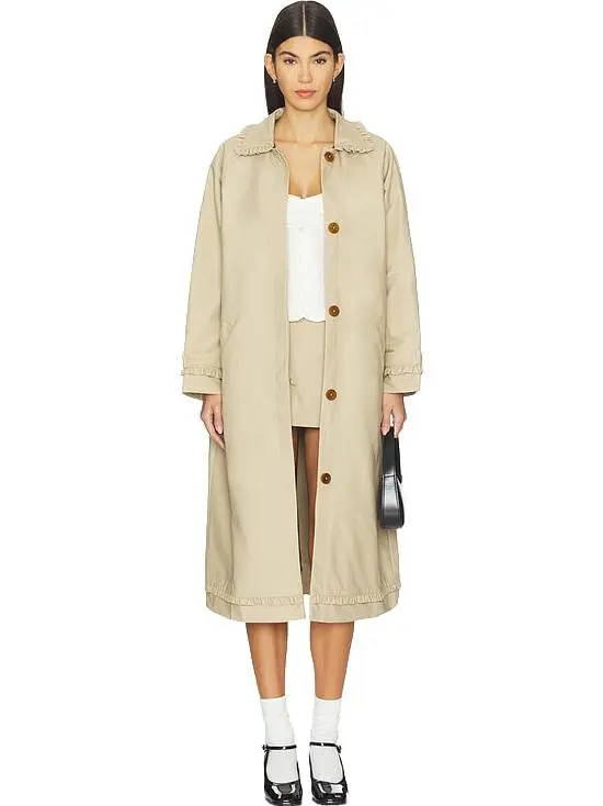 MY MUM MADE IT Tailored Gather Trench Coat In . Also - Neutral