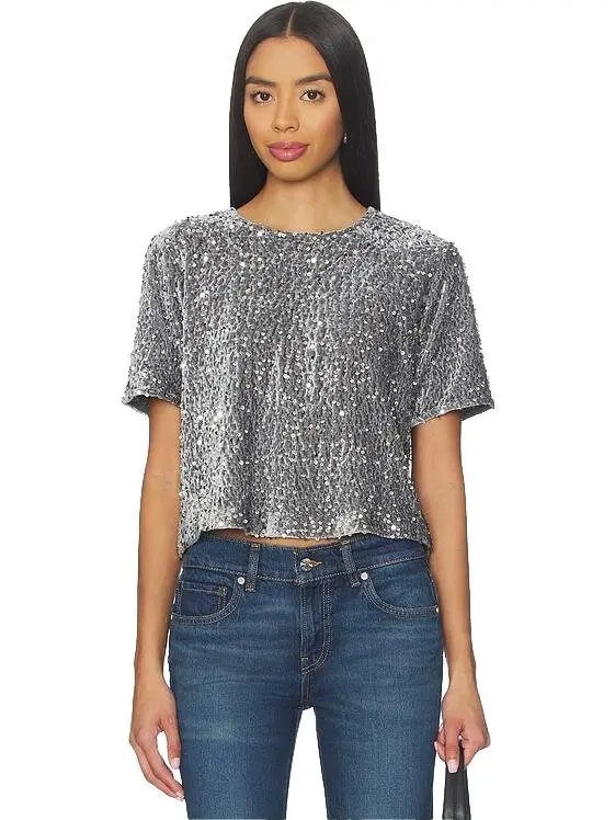 Steve Madden Cressa Embellished Cropped Top - Grey