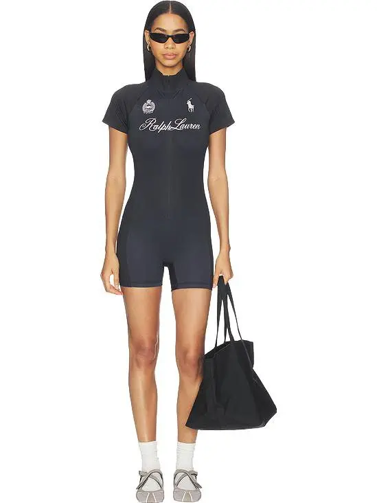 Polo Ralph Lauren Quarter Zip Bodysuit - Black
