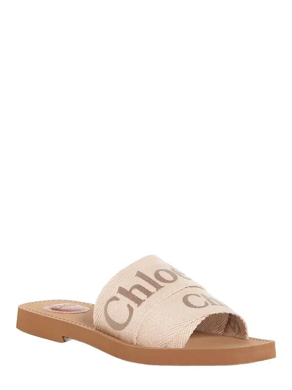 Chloé Woody Logo Slide Sandals - Blushy Beige