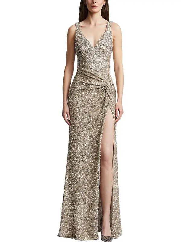 Bcbgmaxazria Sequin Gown - Light Gold