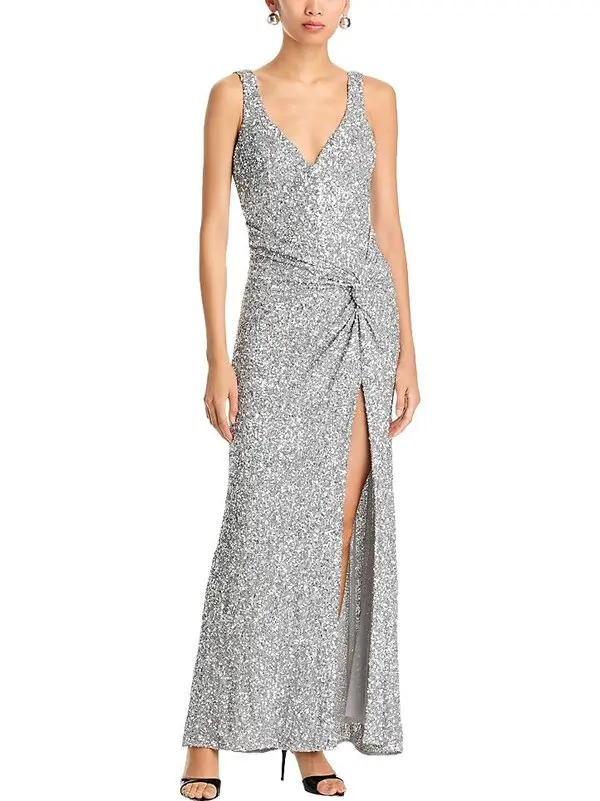 Bcbgmaxazria Goldie Sequin Gown - Silver