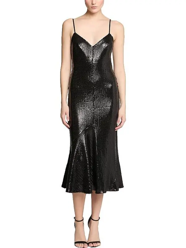 Halston Lucia Sequinned Midi Dress - Black