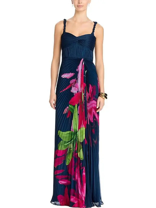 AMUR Drea Pleated Gown - River Lily Stream
