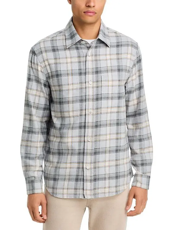 BOSS Owen Relaxed Fit Printed Button Front Shirt - Medium Grey