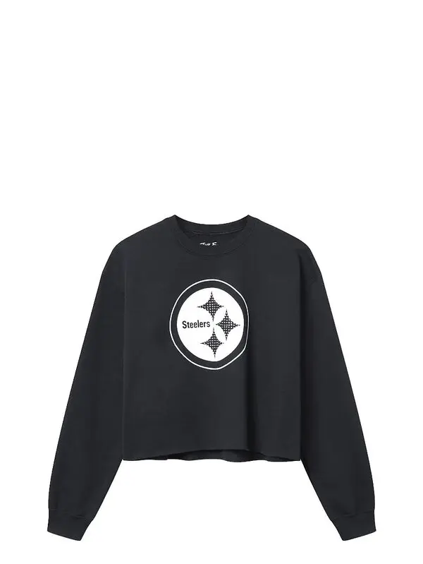 Junk Food Clothing Nfl Pittsburgh Steelers Bling Crop Fleece - Black