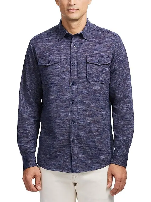 Robert Graham Storrs Long Sleeve Button Front Knit Shirt - Navy
