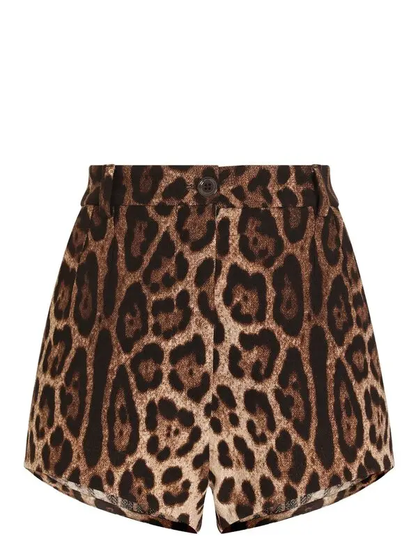 Dolce & Gabbana Leopard Double Crêpe Shorts - Print