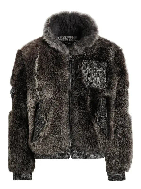 Dolce & Gabbana Single-breasted Shearling Coat - Brown