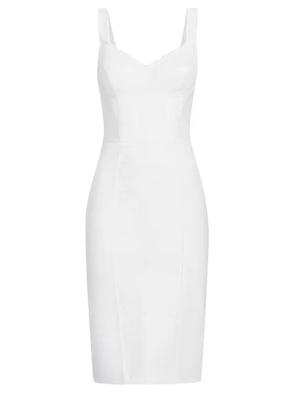 Dolce & Gabbana Sheath Dress In Elastic Fabric And Lace - White
