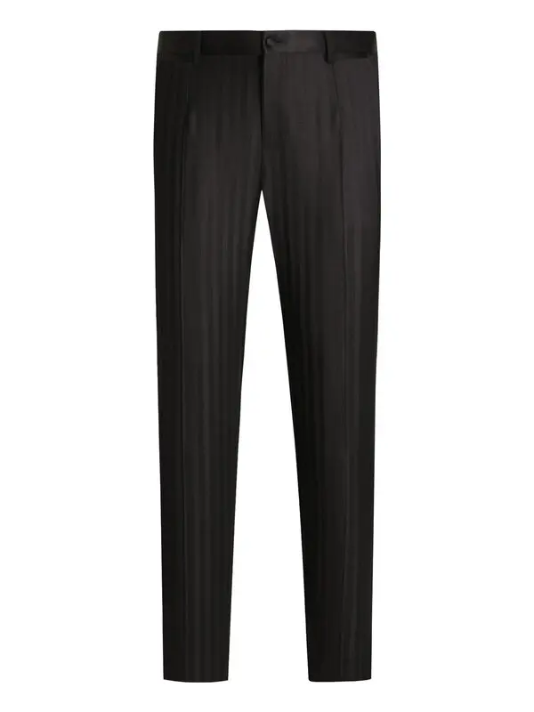 Dolce & Gabbana Wool Pekin Jacquard Trousers - Black