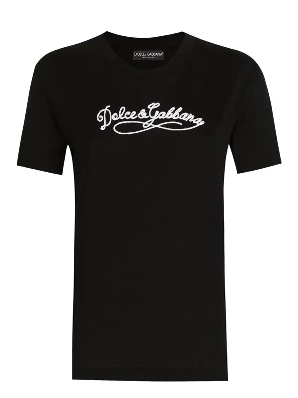 Dolce & Gabbana Jersey T-shirt With Embroidery - Black