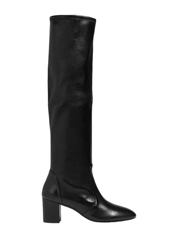 STUART WEITZMAN Yuliana Slouch 60 Leather Knee Boots - Black