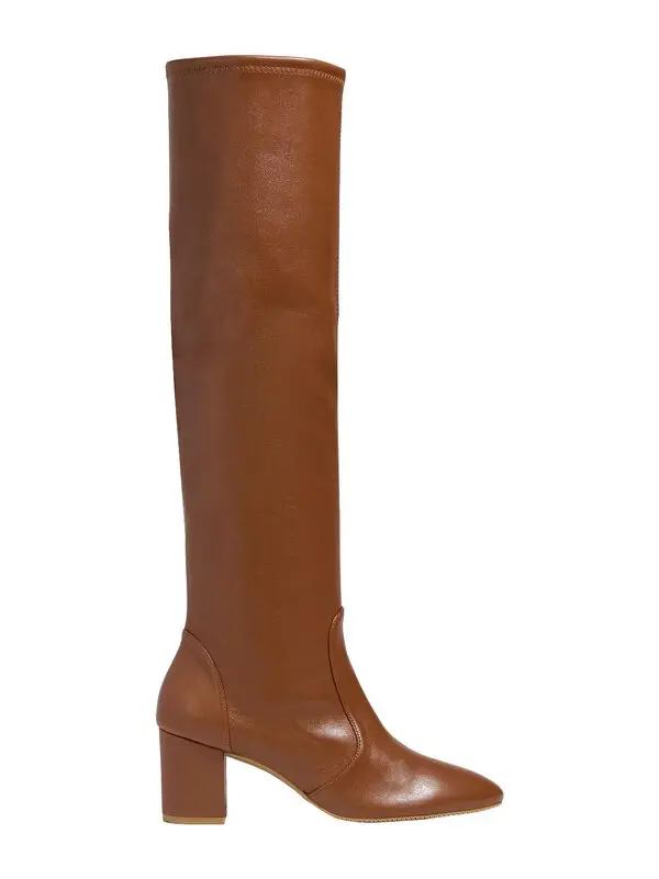 STUART WEITZMAN Yuliana Slouch 60 Leather Knee Boots - Brown