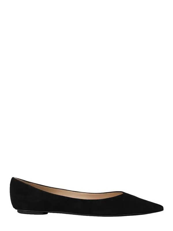 STUART WEITZMAN Emilia Suede Point-toe Flats - Black