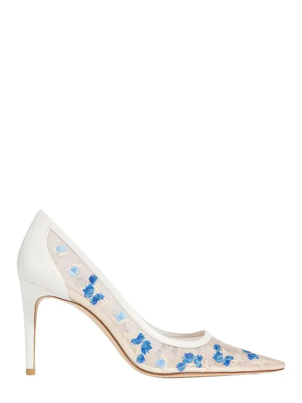 STUART WEITZMAN Power 85 Embroidered Pumps - White