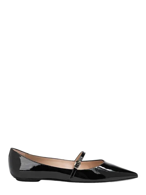 STUART WEITZMAN Emilia Patent-leather Mary Jane Flats - Black