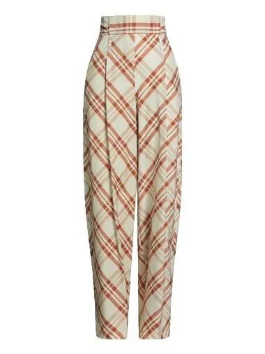 Liviana Conti Tapered Tartan Pants - Beige