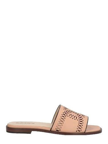 TOD'S Leather Slide Sandals With Cut-out Detailing - Blush