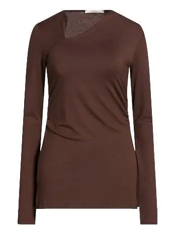 Malìparmi Long Sleeve Jersey T-shirt With Gathered Detailing - Brown