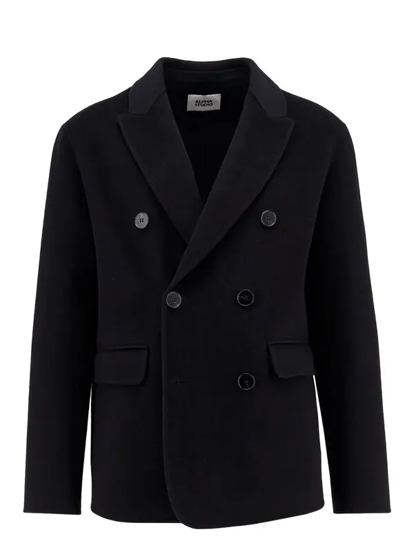 Alpha Studio Double-breasted Wool Coat - Black