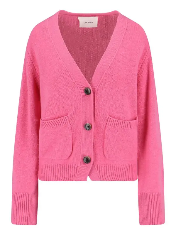 LISA YANG V-neck Cashmere Cardigan - Pink