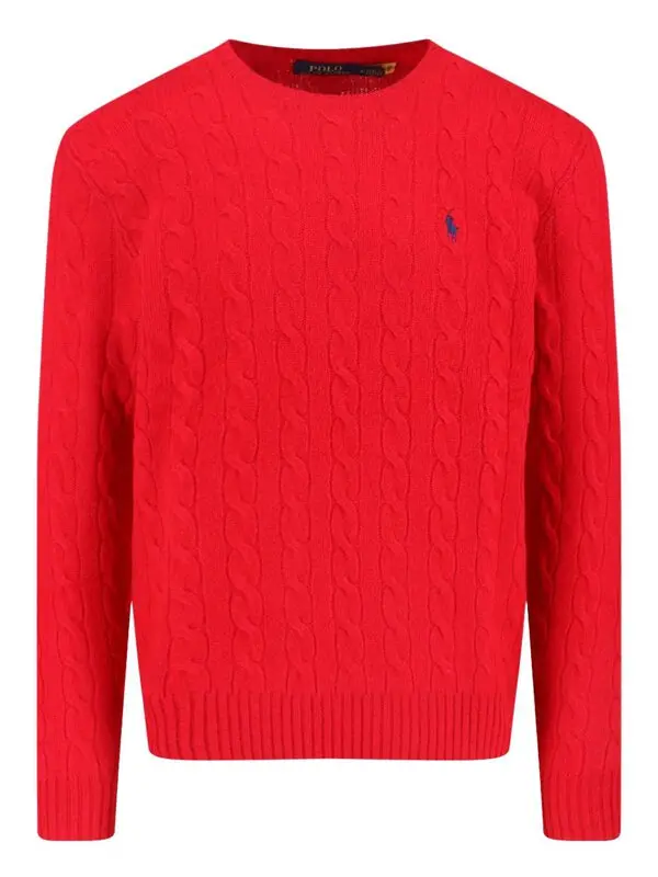 Polo Ralph Lauren Logo Braided Sweater - Red