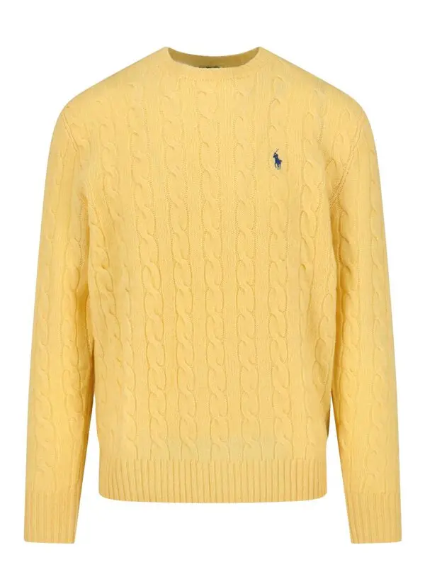 Polo Ralph Lauren Logo Braided Sweater - Yellow