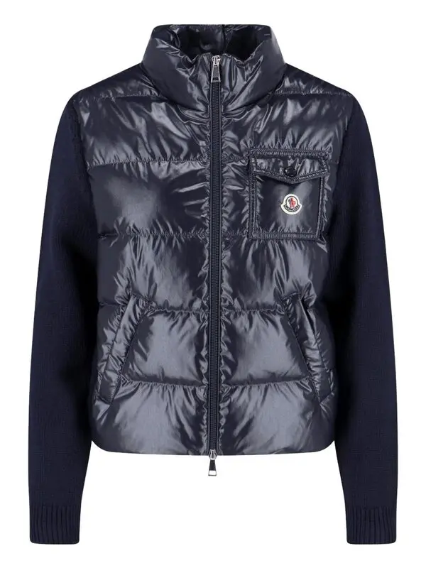 Moncler Padded Virgin Wool Cardigan - Blue