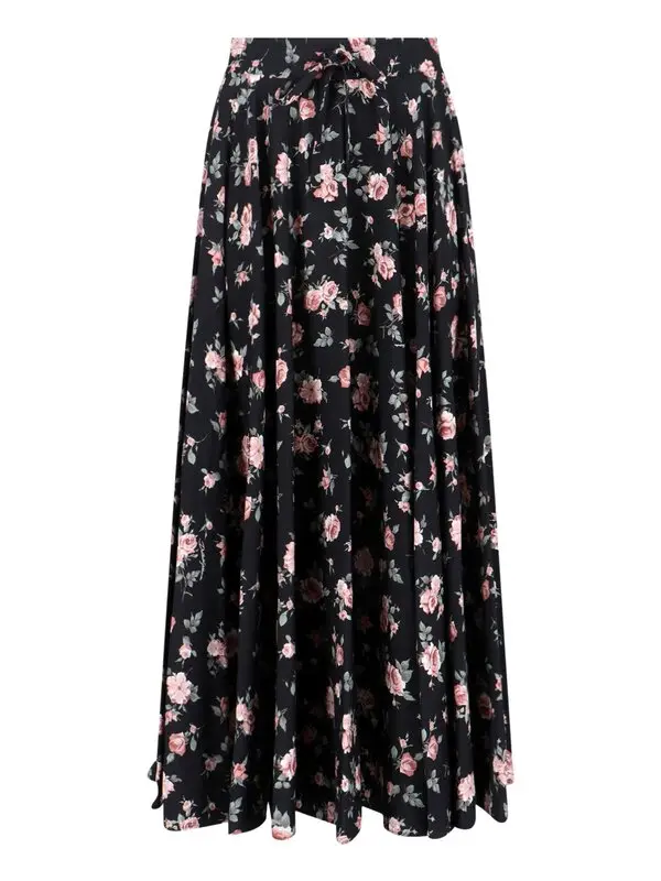 Dolce & Gabbana Floral Silk Skirt - Black