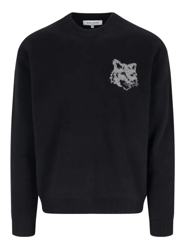 Maison Kitsuné Fox Head Crew Neck Sweater - Black