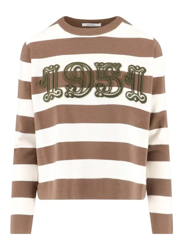 Max Mara Striped Virgin Wool Sweater - Brown
