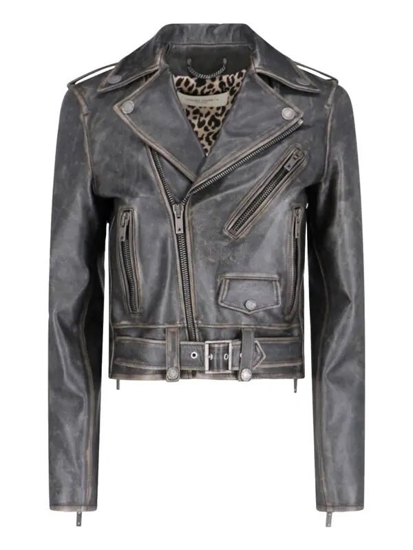 Golden Goose Leather Biker Jacket - Black