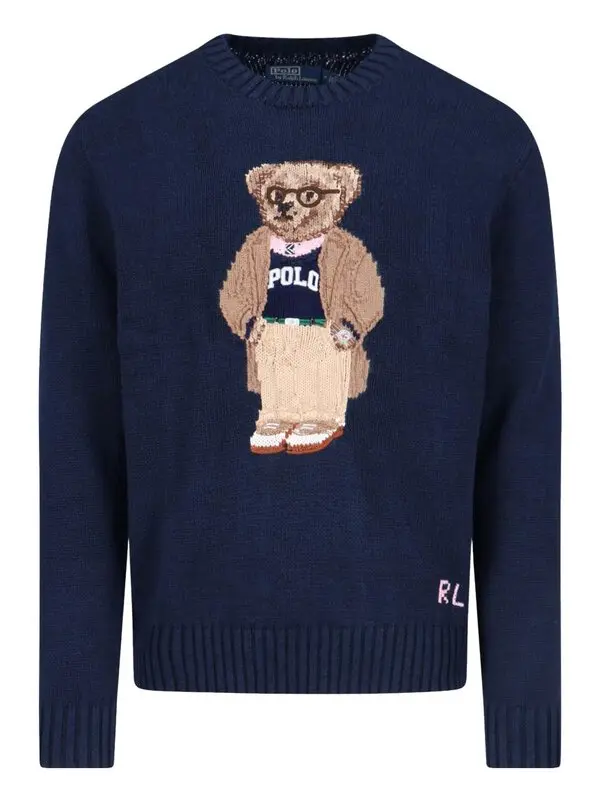 Polo Ralph Lauren Polo Bear Linen And Cotton Sweater - Blue