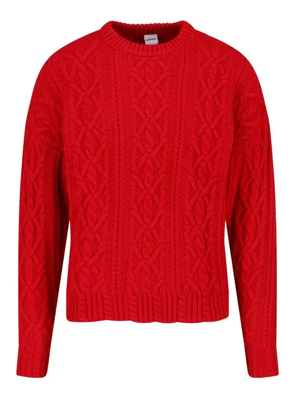 Aspesi Wool Braided Sweater - Red
