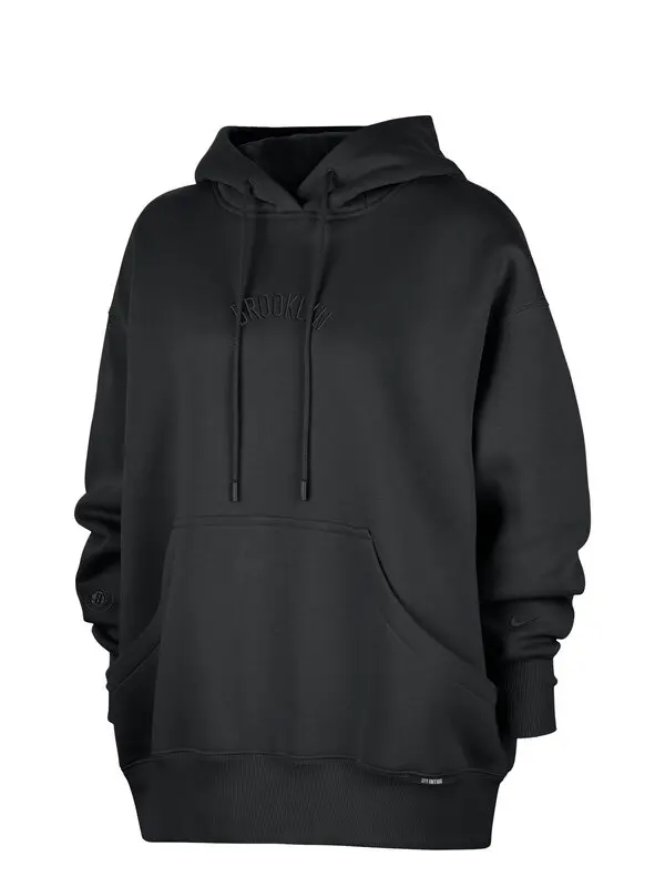 Nike Brooklyn Nets City Edition Nba Phoenix Fleece Premium Hoodie - Black